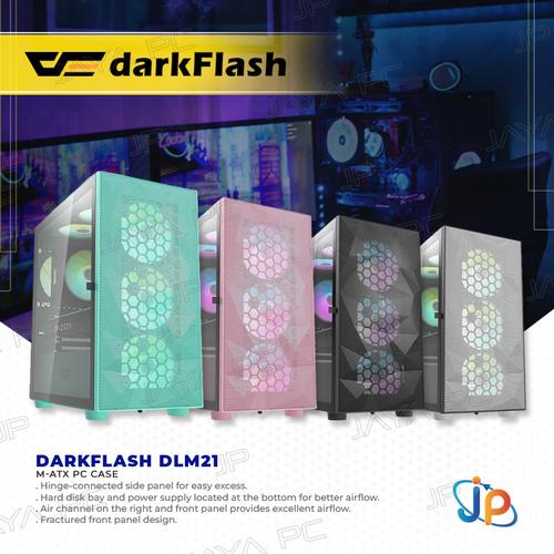 Promo darkFlash DLM21 M-ATX PC CPU Case - Tempered Glass Casing - Putih ...