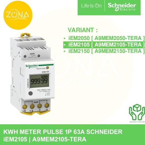 Jual Kwh Meter Digital Schneider 1 Phase Pulse 63A Iem2105 A9Mem2105 ...