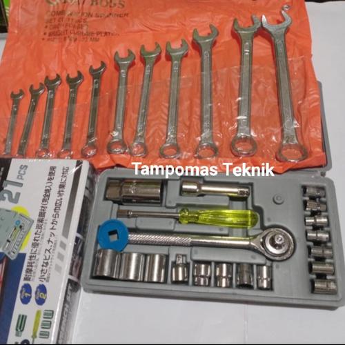 Jual Tool Set Kunci Sok Set 21 pcs + Kunci Ring Pas Set 11 pcs Tool Kit ...