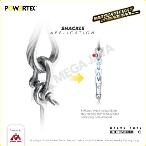 Jual New Powertec Bow Shackle Omega G2130 6.5 Ton - 7/8" Segel Bolt ...