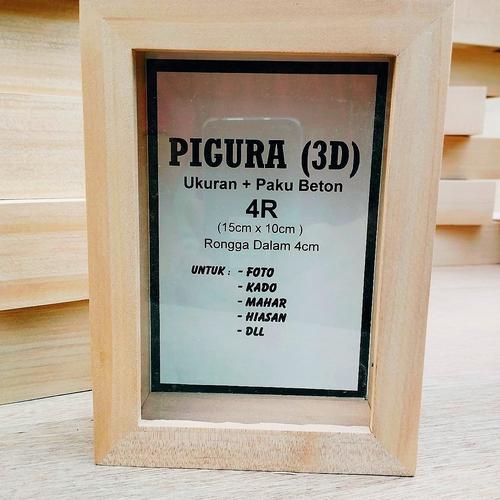 Jual pigura kayu 3 D ukuran 4 R 15×10 cm + kaca Acrilik - single ...