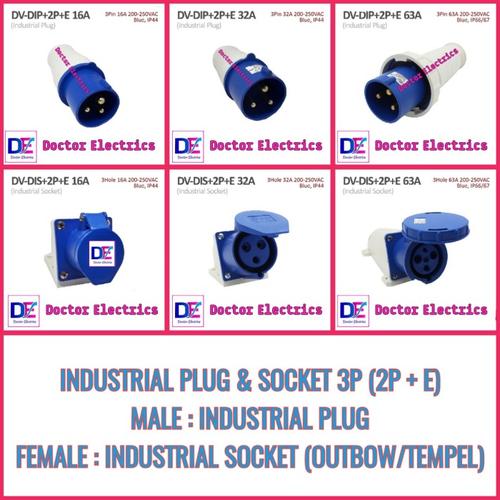 Jual DV MOBILE MOUNTING PLUG & SOCKET 3P 16A 2P+E DIP-2P+E-16A DMS-2P+E ...
