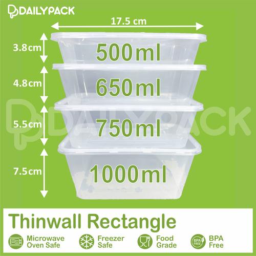 Jual Thinwall RECTANGLE / PERSEGI PANJANG / Kotak Makan Plastik - 750 ...