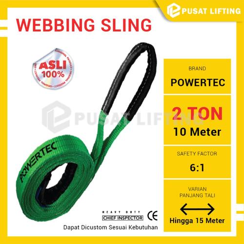 Jual Webbing Sling 2 Ton 10 Meter POWERTEC Sling Belt Double Ply ...