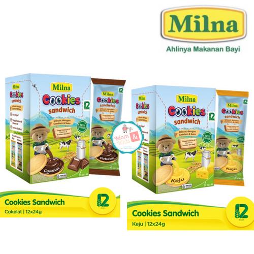 Promo Milna Cookies Sandwich Coklat Keju (12x24g) | Biskuit Snack MPASI ...