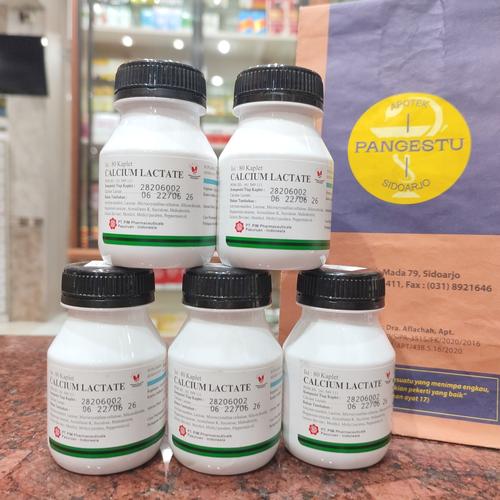 Jual Calcium Lactate 500mg 1 Botol 80 Kaplet / Kalsium Laktat Kalk PT ...