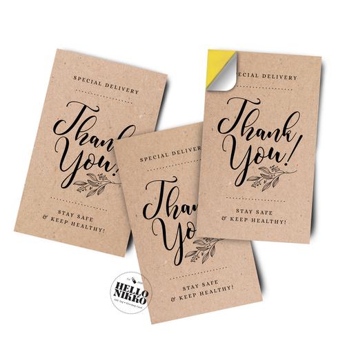 Jual Sticker thank you floral brown label kartu box hamper gift tag ...