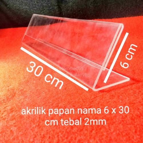 Jual Akrilik display papan nama meja L Landscape tebal 2mm panjang 30cm ...