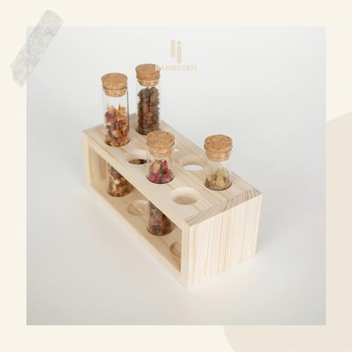 Jual Rak Tabung biji kopi kayu penyimpanan botol teh pajangan toples ...