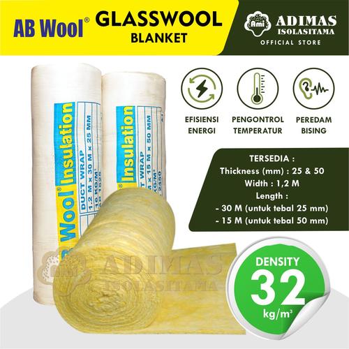 Jual Glasswool Insulasi Density 32 kg/m3 Tebal 25 mm & 50 mm Merek AB ...
