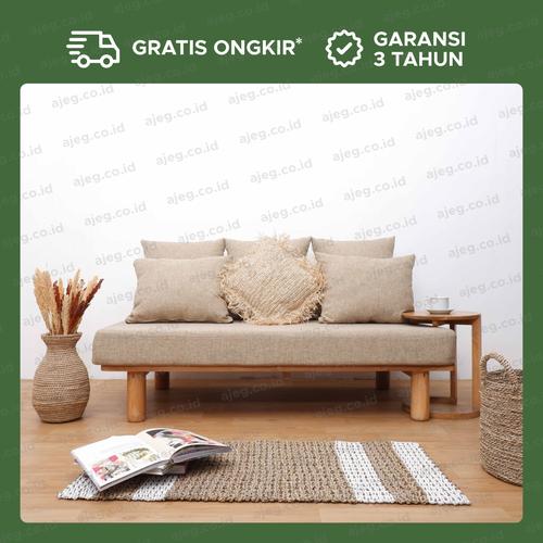 Jual AJEG.CO.ID - Sofa Wooden 3 Seater Minimalis Arrata - Pale Khaky ...