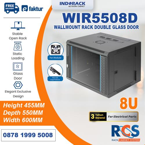 Jual Rackserver - INDORACK WIR5508D - Wallmount Rack 8U Double Door ...