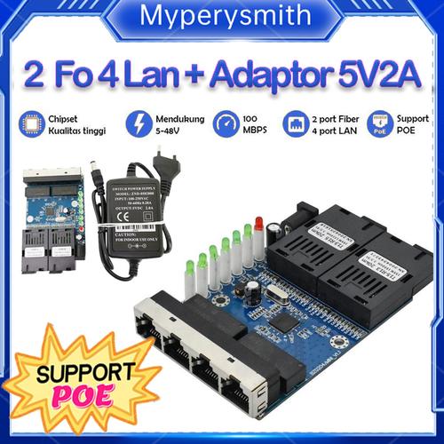 Jual [Poe] Pcb Htb 2 Fo 4 Lan 2F4E Media Converter 2 Fo 4 Lan 10/100 ...