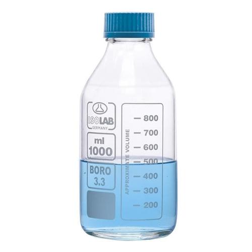 Jual ISO Laboratory Bottle 1000 ml - Glass Clear Bening w/ Screw Cap GL ...