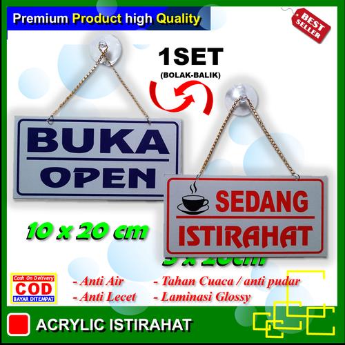 Promo Stiker akrilik buka istirahat sticker toko cafe warung kantor ...