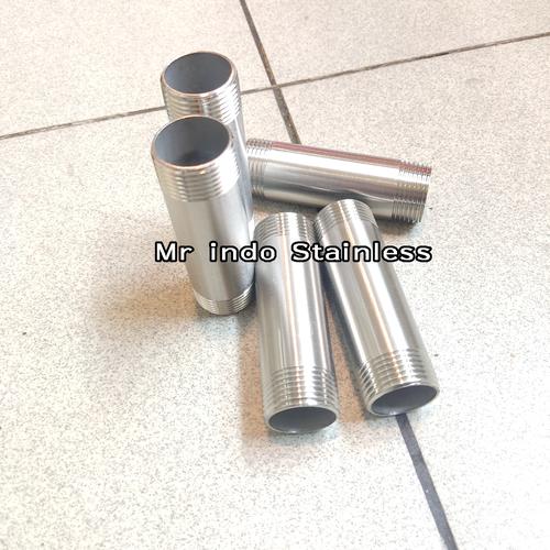 Jual Pipa Naple 1/4 inch 10cm SS 304 sch 10 / Pipa Nepel Stainless ...
