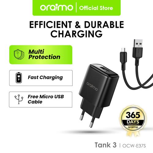 Jual Oraimo Charger Single Port USB Tank 3 Fast Charging 5V 1A OCW ...