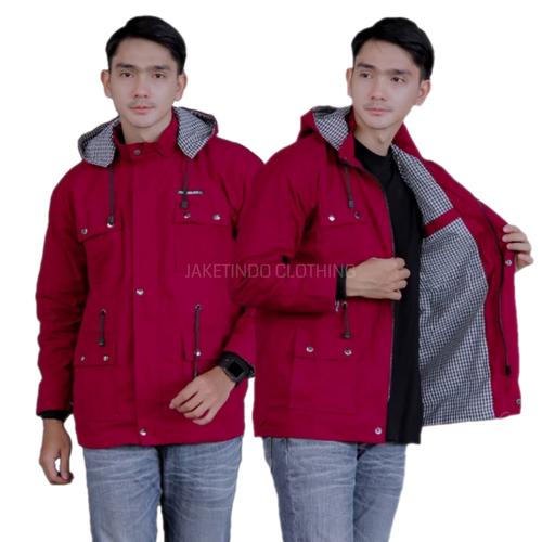 Jual JAKET PRIA PARKA KANVAS PREMIUM MERAH MARROON - THBJL MAROON, M ...