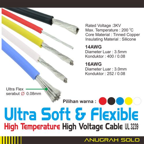 Jual Kabel Silicone Tahan Panas 16AWG 14AWG Kabel Super Soft Flexible ...