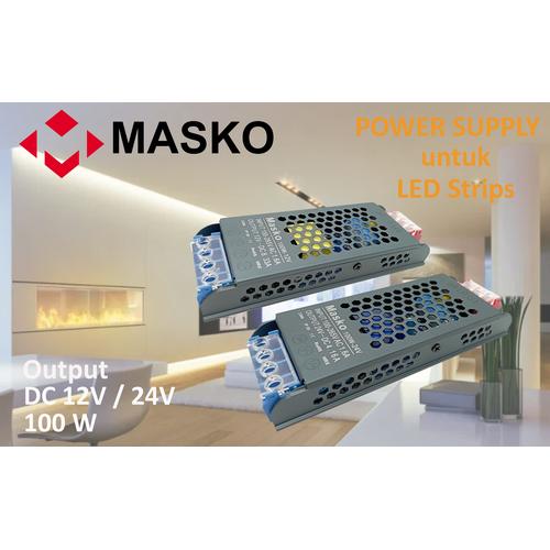 Jual POWER SUPPLY TRAFO ADAPTOR 12V/24V 100W LED STRIP LIGHT MASKO ...