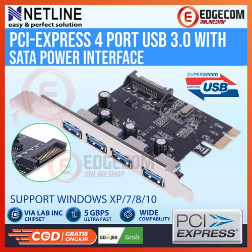 Jual PCI Express USB 3.0 4 Port NETLINE - MOLEX POWER - Jakarta Pusat ...