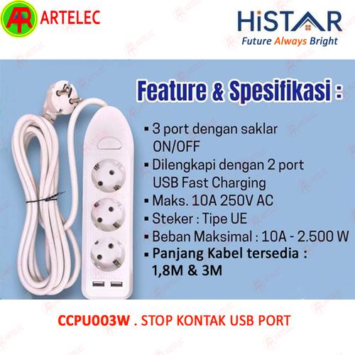 Jual Colokan listrik HISTAR 3m | 1,8m | cok sambung | kabel extension ...