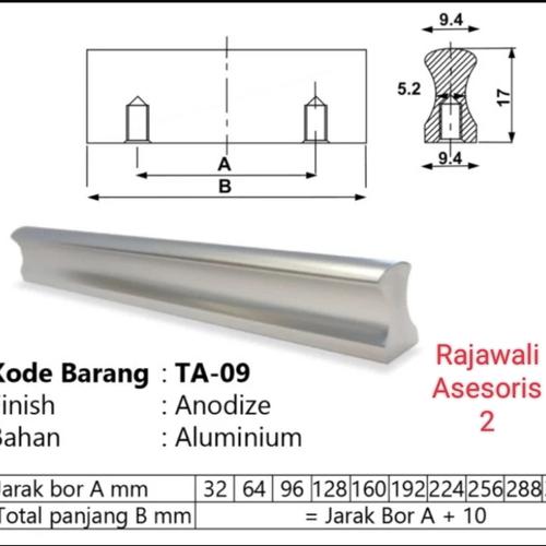 Jual Handle Alumunium Tarikan Laci Lemari Mebel Kitchen Set Huben TA 09 ...