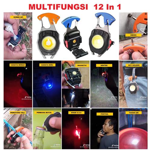 Jual SENTER KOREK MULTIFUNGSIH 12 IN 1 Senter LED COB Multi Fungsi ...
