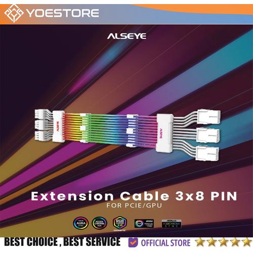 Jual Alseye Extension Cable PCIE VGA Card 3x8 PIN ARGB-WHITE EDITION ...