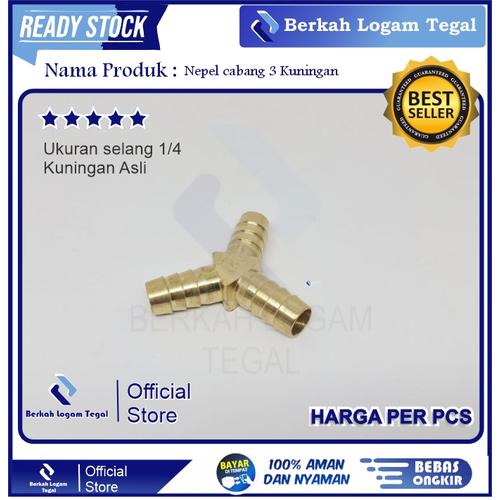 Jual cabang 3 Y nepel selang sambungan air/angin kuningan ukuran 1/4 ...