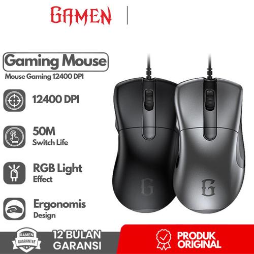 Jual GAMEN GM810 12000DPI Braided Wire RGB & Macro Define Gaming Mouse ...