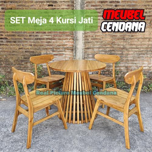 Jual satu set meja cafe jati - meja cafe minimalis - dining set kursi ...