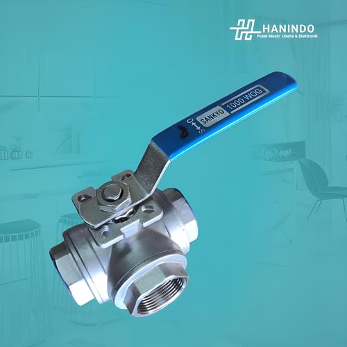 Jual Sankyo 1" Stop Kran Ball Valve 3 Way Mounting Pad Actuator Type L ...