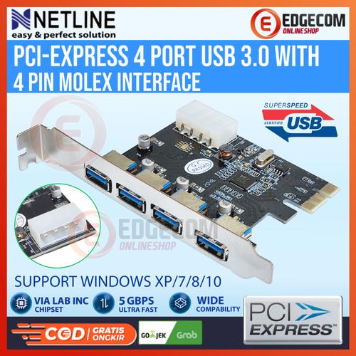 Jual PCIE / PCI EXPRESS USB 3.0 4 Port NETLINE - Jakarta Pusat - Edgecom | Tokopedia