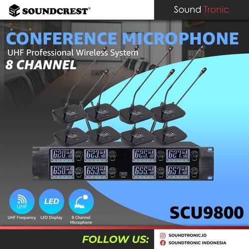Jual Mic Meeting 8 Channel Wireless Soundcrest SCU9800 Conference UHF ...
