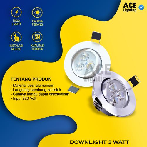 Jual lampu plafon downlight 3 Watt lampu downlight 3 mata 3w - Jakarta ...