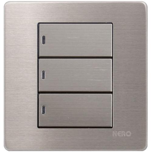 Jual NERO SAKLAR STAINLESS V81631D / SAKLAR TRIPLE LED 3 GANG 1 WAY ...