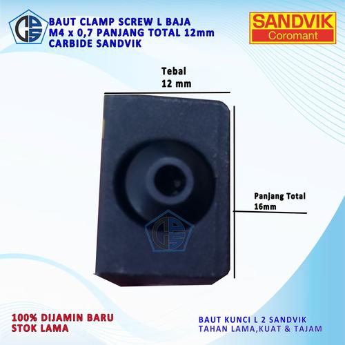 Jual Baut L Screw Clamp M4 x 23 Sandvik Baut L Screw Baja Wedge - Kab ...