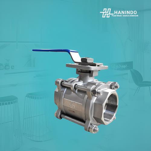 Jual Sankyo 1 1/2" Stop Kran Ball Valve 3PC Mounting Pad Stainless ...