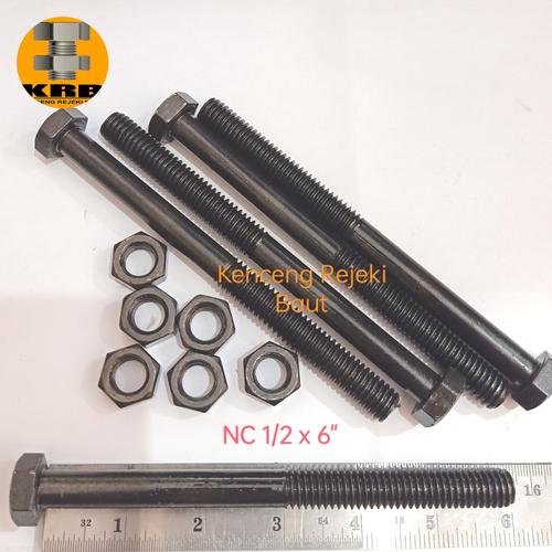 Jual Baut Mur NC 1/2 x 6 inch / Panjang 15 cm. Kunci 19. Drad Kasar ...