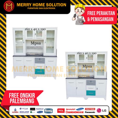 Jual lemari dapur plat besi / kitchen set besi 4 pintu / rak dapur ...