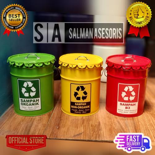 Jual Tempat Sampah Kaleng 20 Liter Organik/Non Organik/B3/Residu/Logam ...