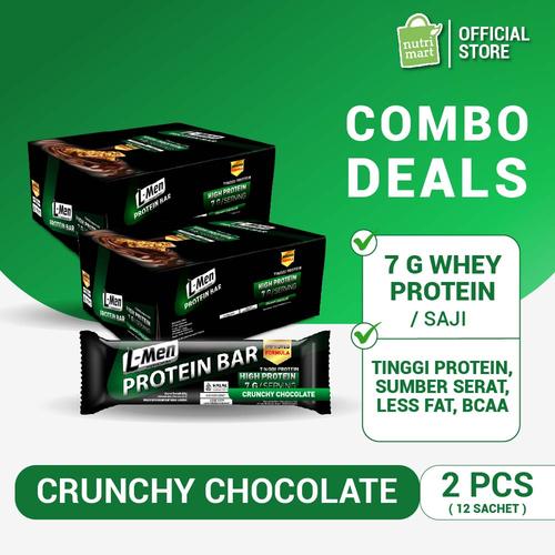 Promo Twin Pack: L-Men Protein Bar Crunchy Chocolate 12 Sch (7g protein ...