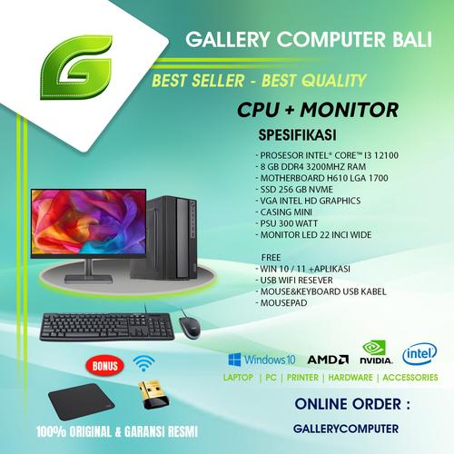 Jual ( cpu dan monitor 22inci ) komputer pc rakitan intel core i3 gen ...