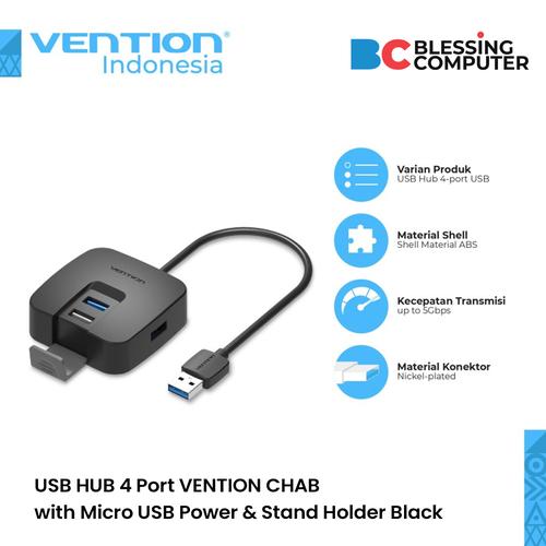 Jual USB HUB 4 Port VENTION CHAB with Micro USB Power & Stand Holder ...