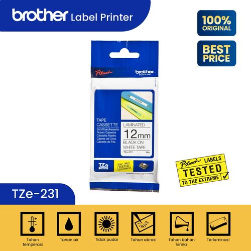 Jual Brother Label Tape TZE-231 12MM Black On White TZe231 - Jakarta ...