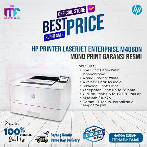 Promo HP Printer LaserJet Enterprise M406dn Mono Print Garansi Resmi ...