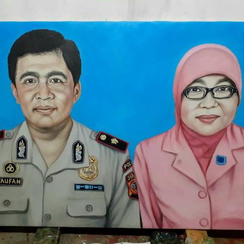 Jual lukisan asli buatan tangan foto wajahnya bisa custom model f ...