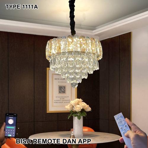 Promo LAMPU GANTUNG HIAS MINIMALIS FULL KRISTAL 6 SUSUN D30CM 3 WARNA CAHAYA - 1111B - Kota ...