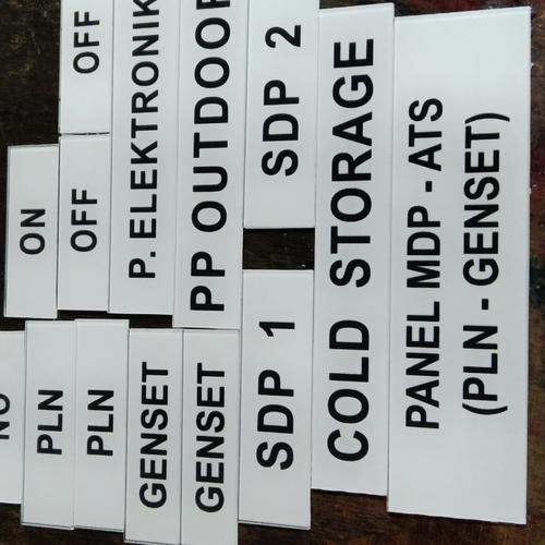 Jual label panel box listrik acrelik sablon+double type 3M, ukuran 2 x ...